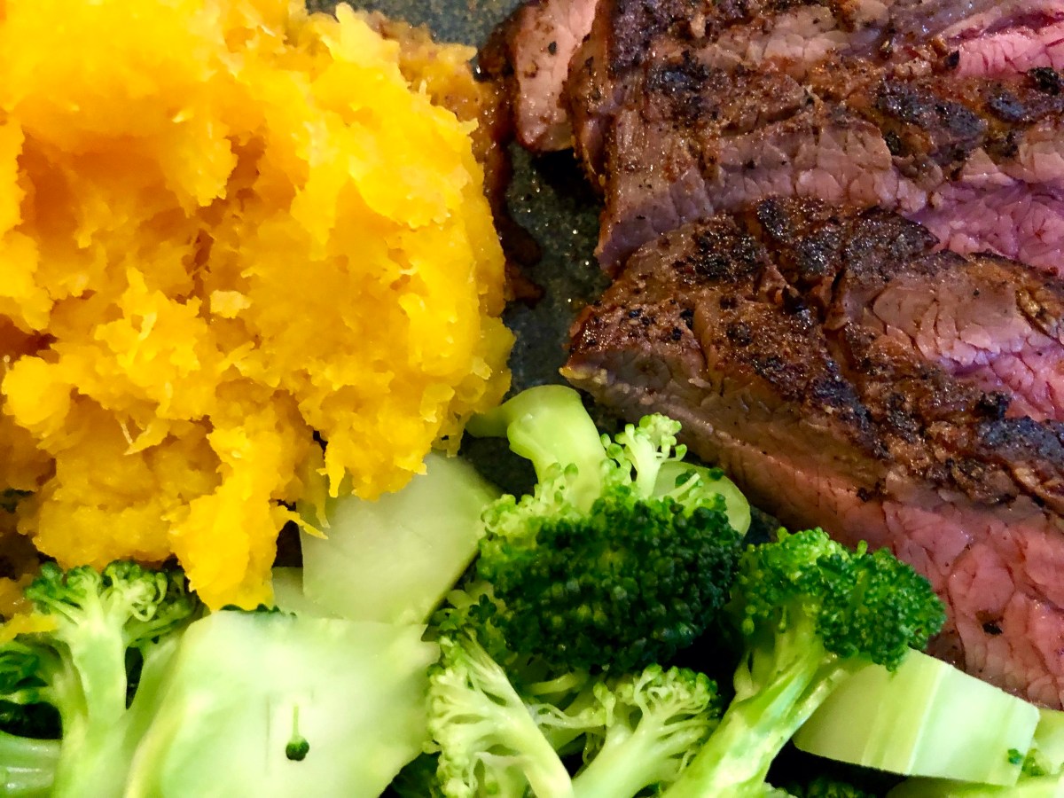 Grilled flank steak, butternut squash, broccoli. 6/15/21 | Omnivore
